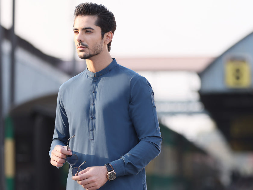 Blue Blended Kameez Shalwar - AL-KS-2579 – Almirah