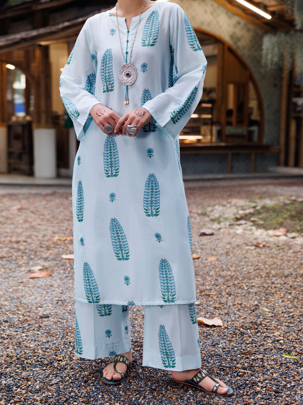 Sky Blue Cotton Dobby Square 2 Piece Stitched - AL-2PS-LKS-1023 – Almirah