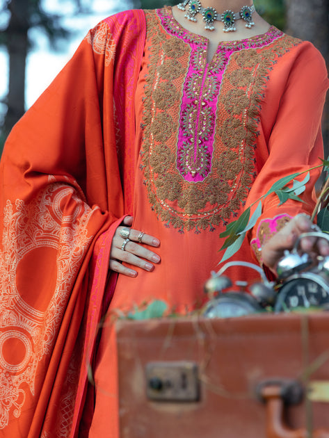 Rust Viscose Dobby 3 Piece Stitched - AWP-3PS-533 – Almirah