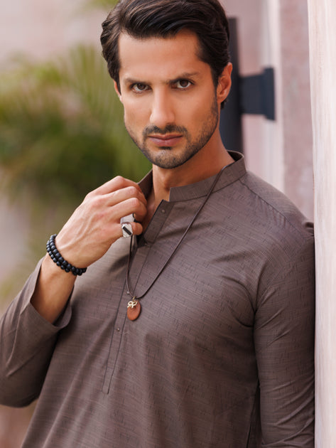 Brown Blended Kurta - AL-K-1140 – Almirah
