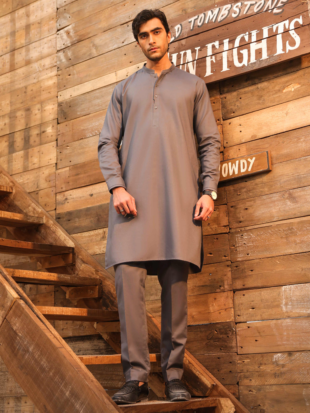 Grey Cotton Cut & Sew Kurta Trousers - AL-KT-3330 – Almirah