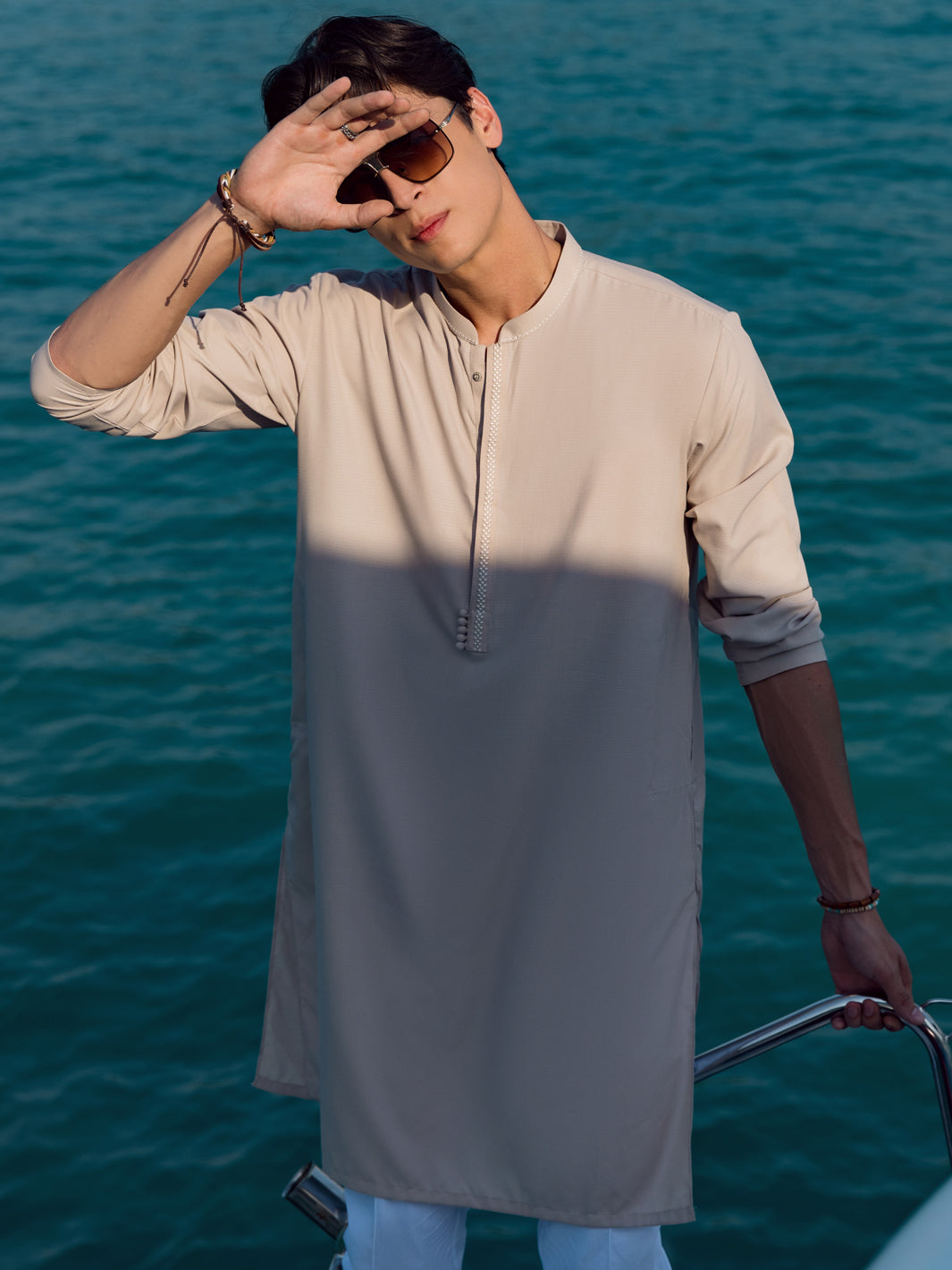 Beige Blended Kurta - AL-K-1068B – Almirah