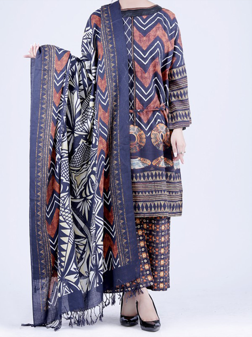 Rust 3 Piece Unstitched - AWP-077 – Almirah