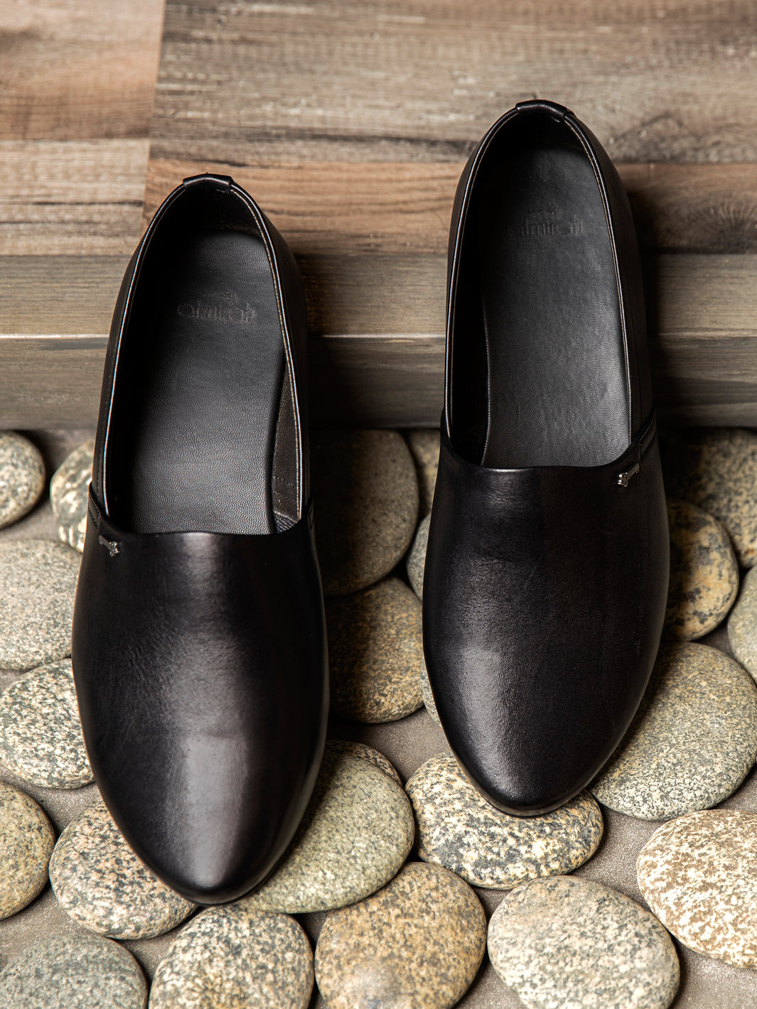 Black Leather Slip-On - AL-MSHO-002-20 – Almirah